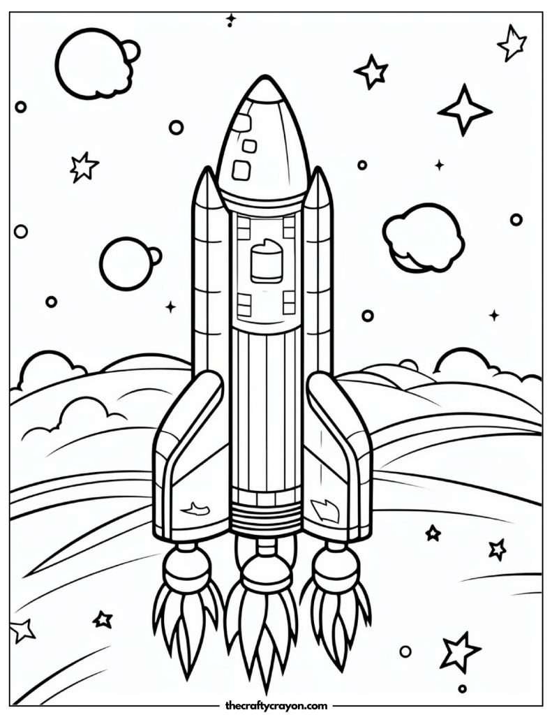 Rocket Ship Coloring Pages (Free Printable PDFs)