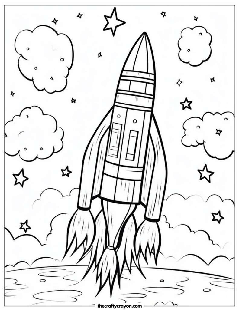 Rocket Ship Coloring Pages (Free Printable PDFs)