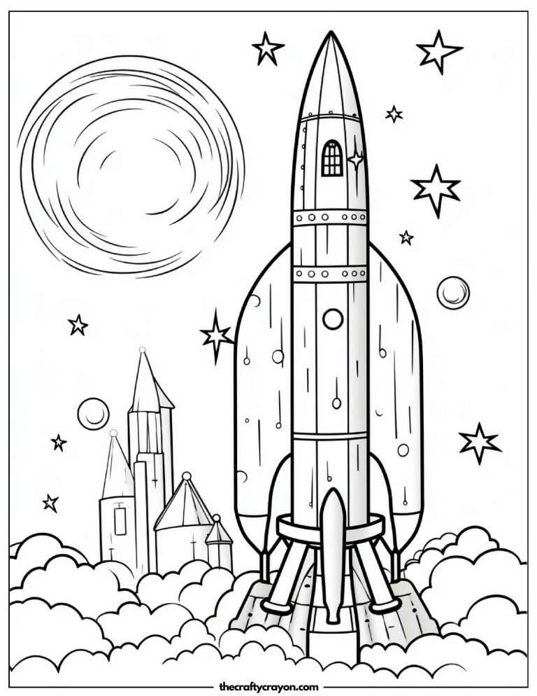 Rocket Ship Coloring Pages (Free Printable PDFs)
