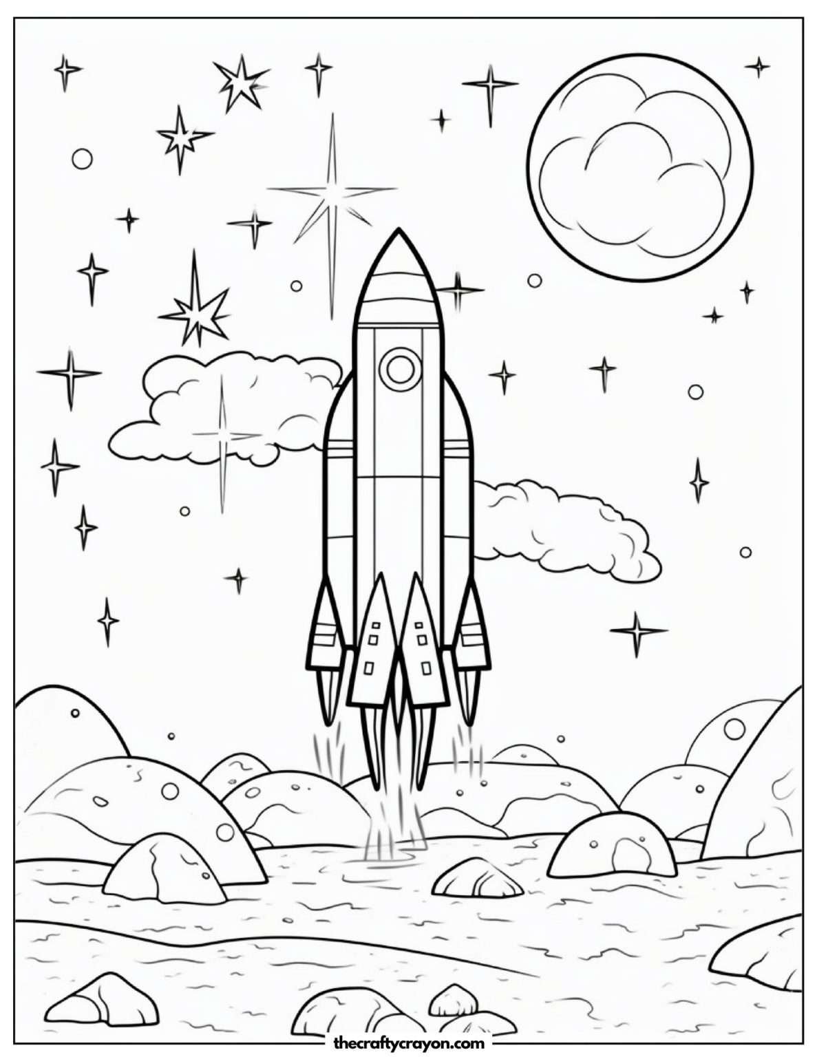 Rocket Ship Coloring Pages (Free Printable PDFs)