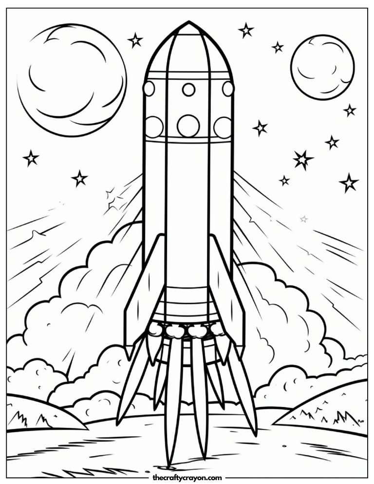 Rocket Ship Coloring Pages (Free Printable PDFs)
