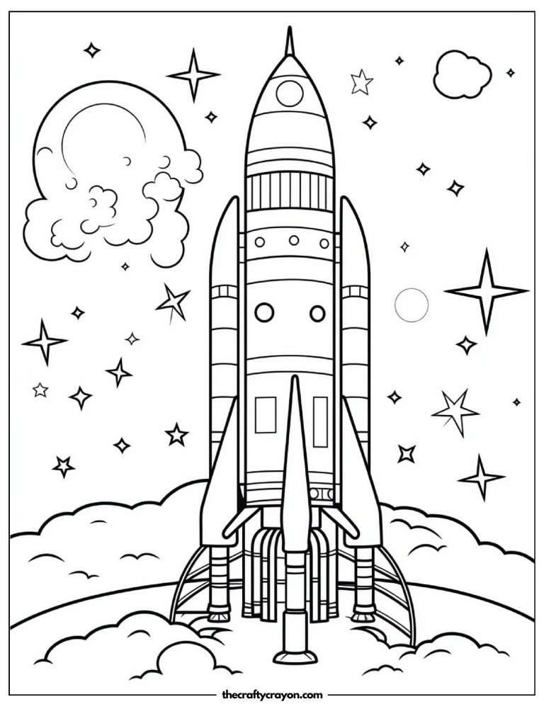Rocket Ship Coloring Pages (Free Printable PDFs)