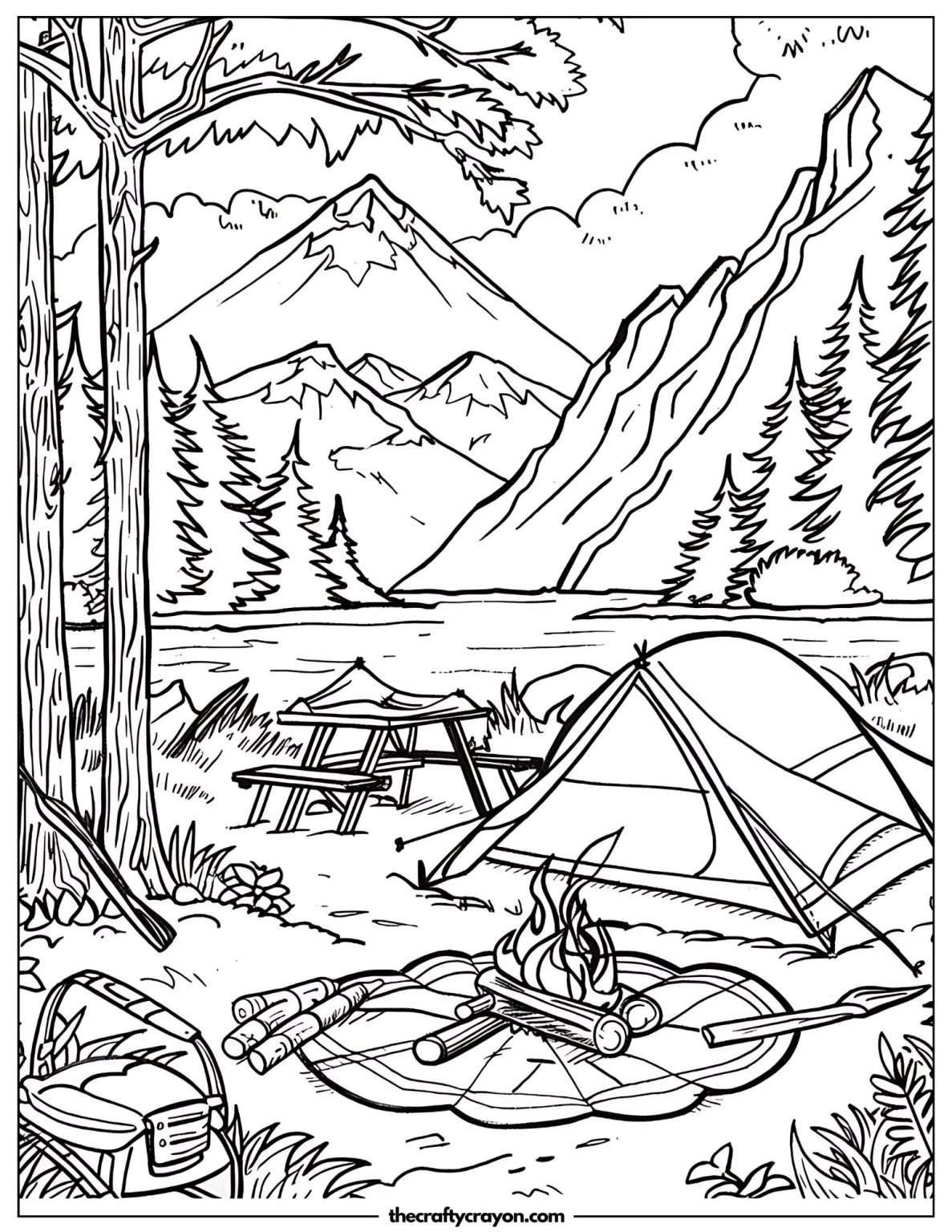 Camping Coloring Pages (Free Printable PDFs)
