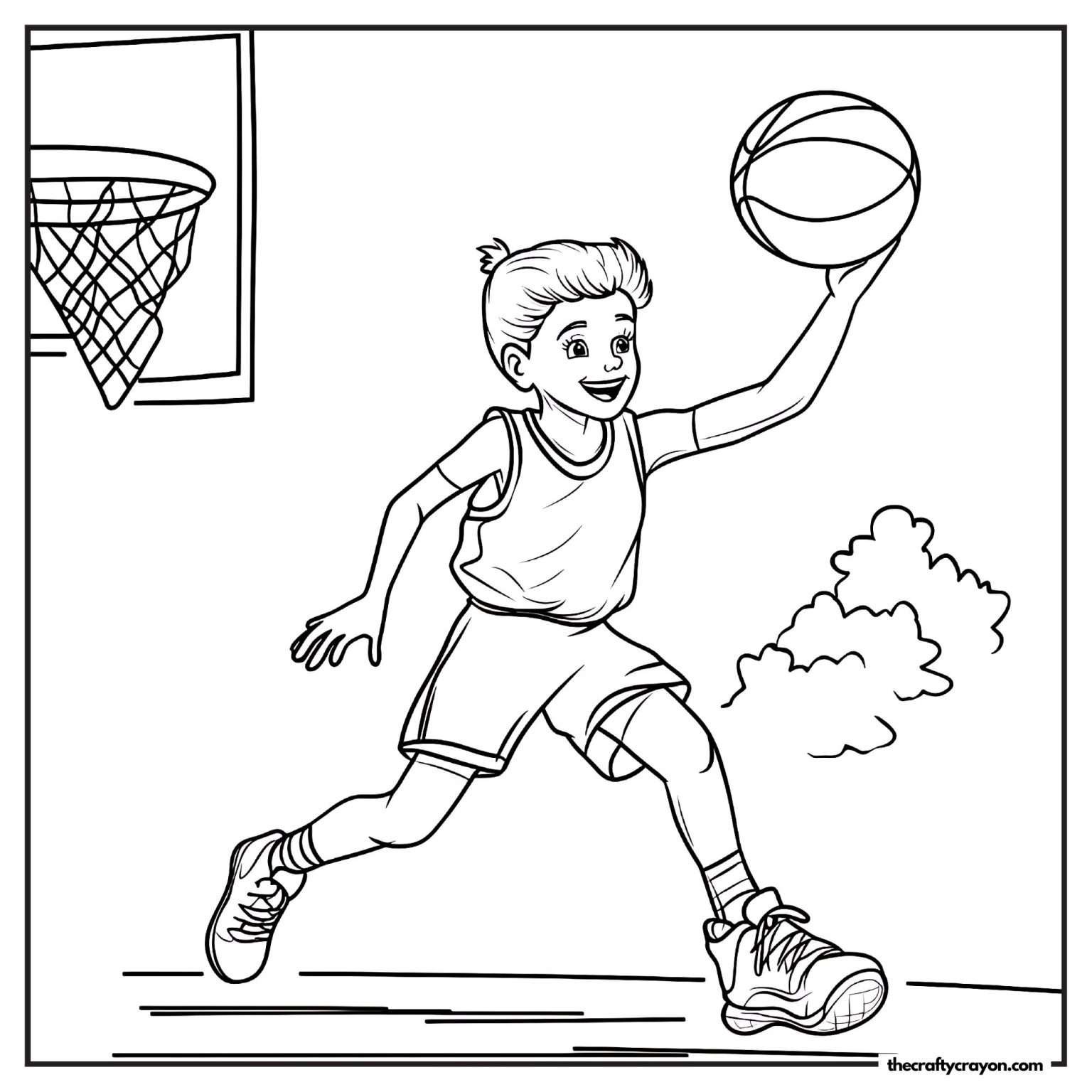 Playing Basketball Coloring Pages (Free Printable PDFs)