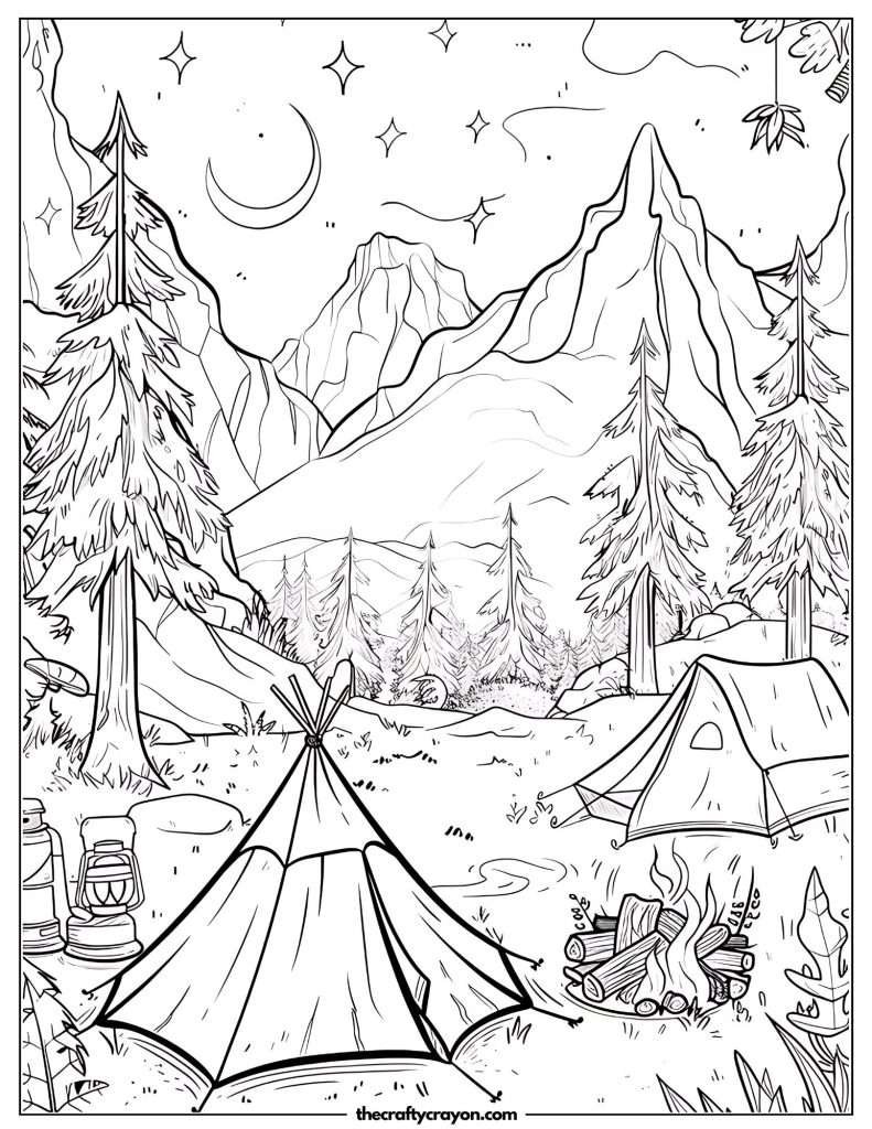 Camping Coloring Pages (Free Printable PDFs)