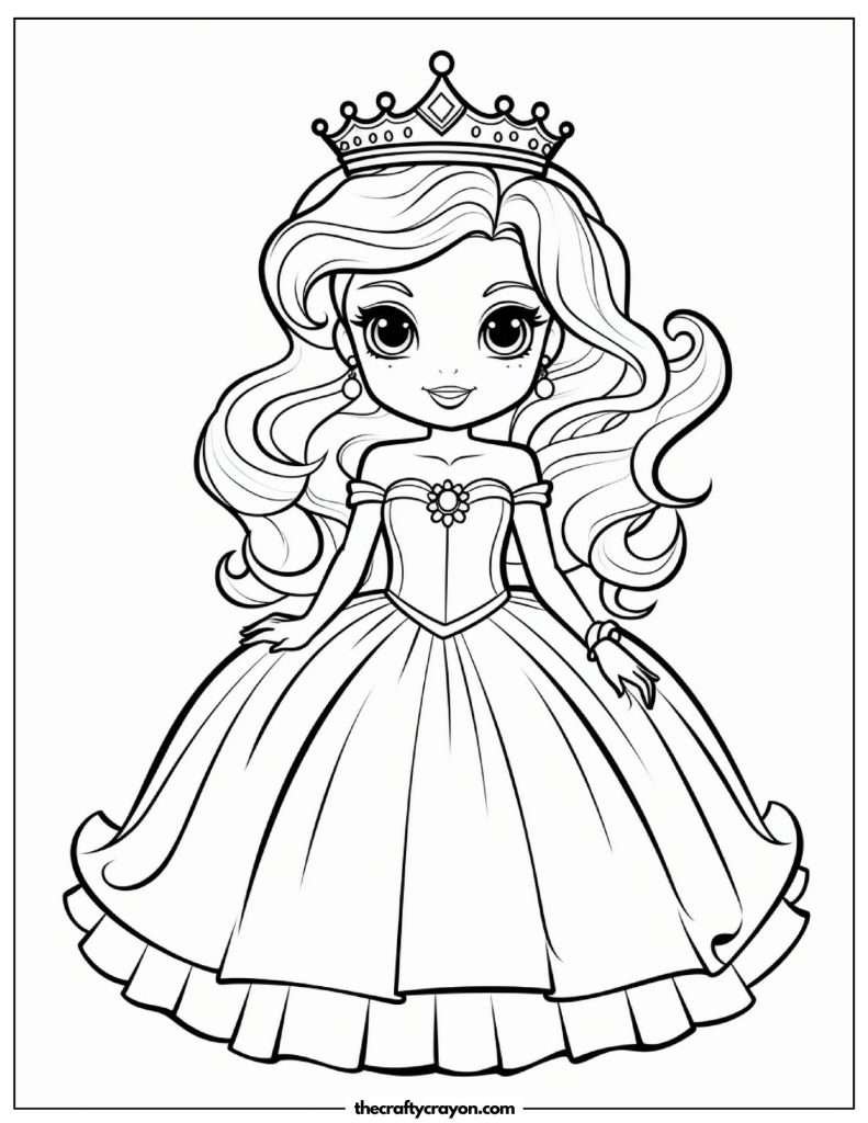 Cute Princess Coloring Pages (Free Printable PDFs)