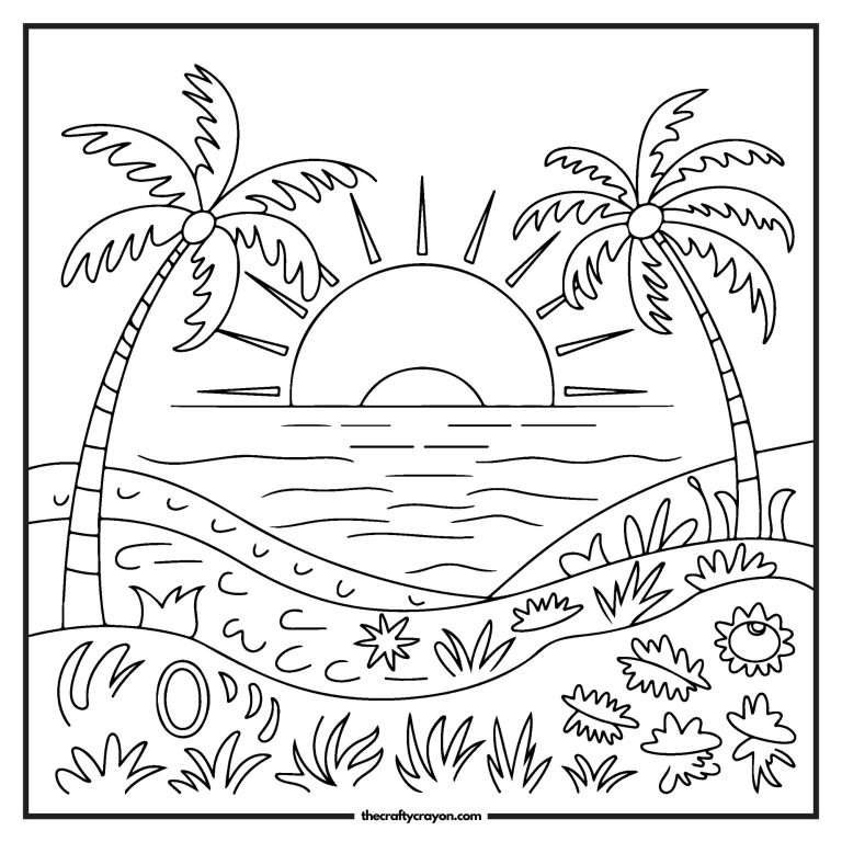 Sunset Coloring Pages (Free Printable PDFs)
