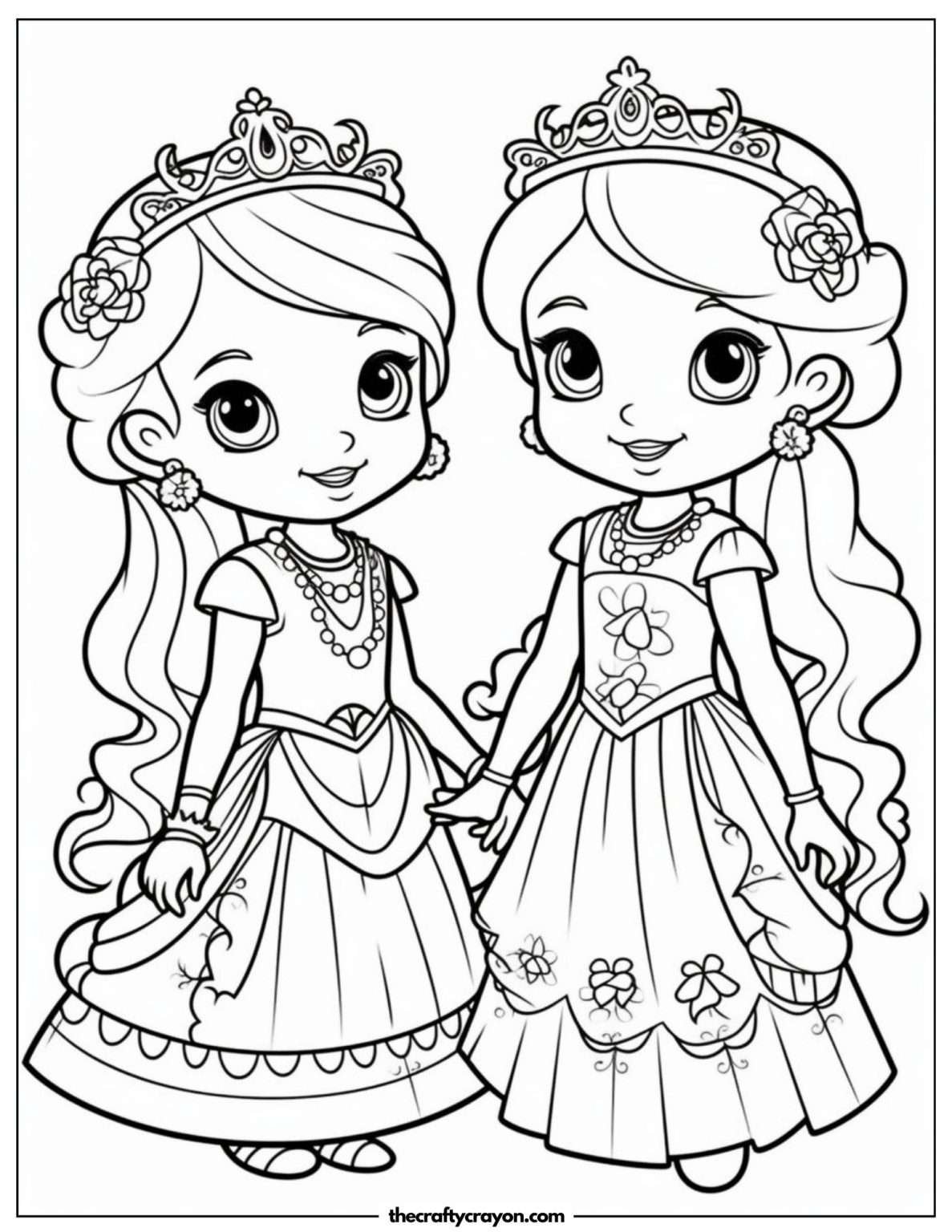 Cute Princess Coloring Pages (Free Printable PDFs)