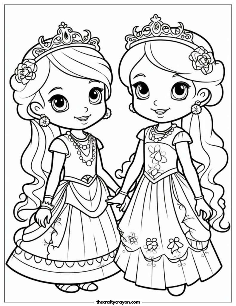 Cute Princess Coloring Pages (Free Printable PDFs)