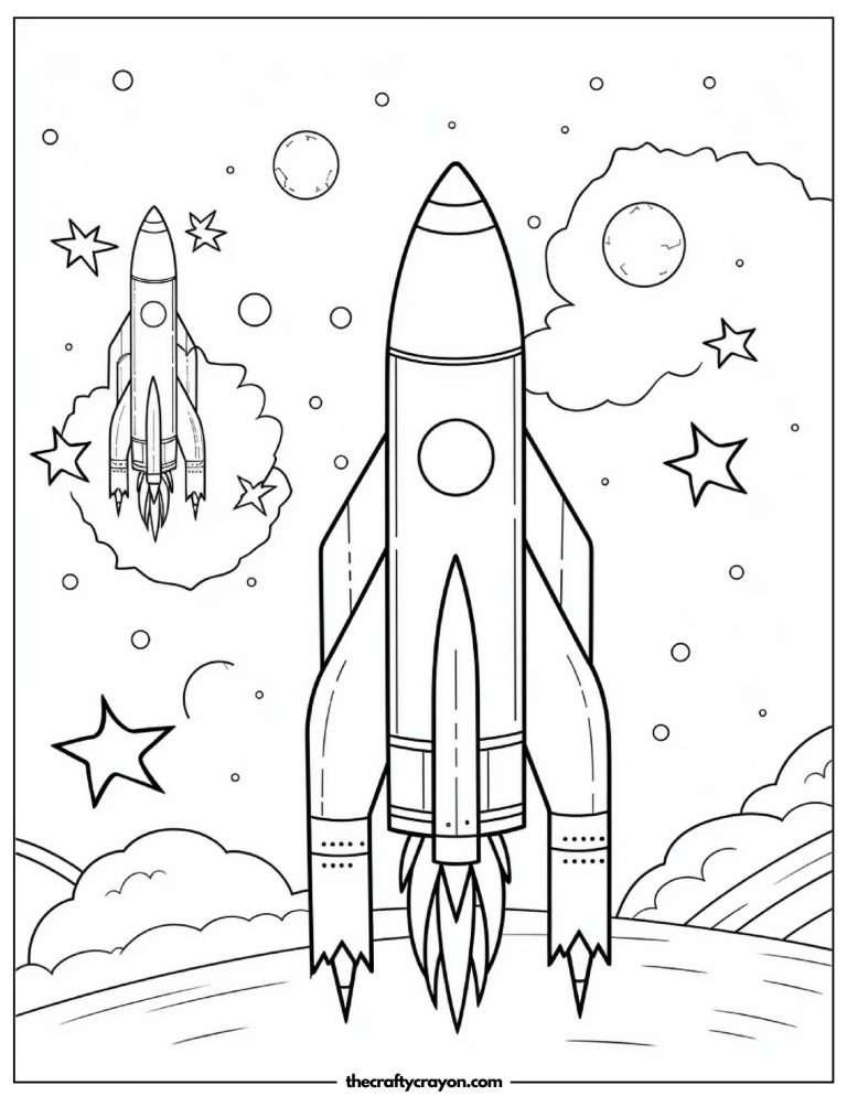 Rocket Ship Coloring Pages (Free Printable PDFs)