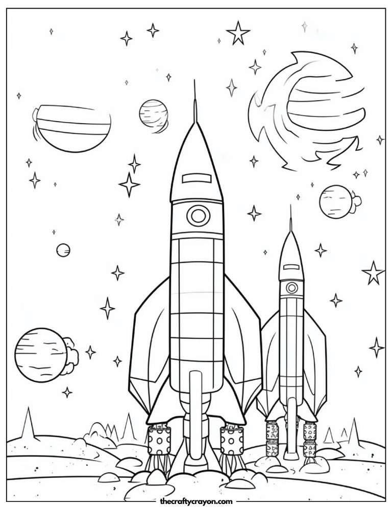 Rocket Ship Coloring Pages (Free Printable PDFs)