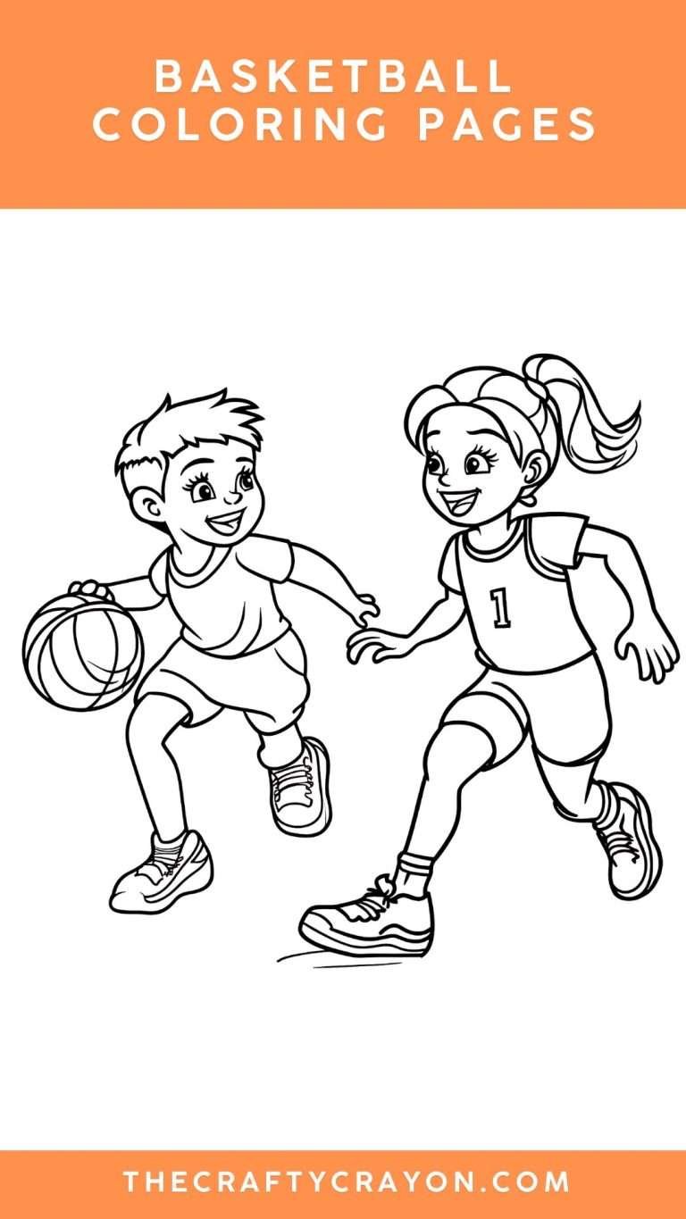 Playing Basketball Coloring Pages (Free Printable PDFs)