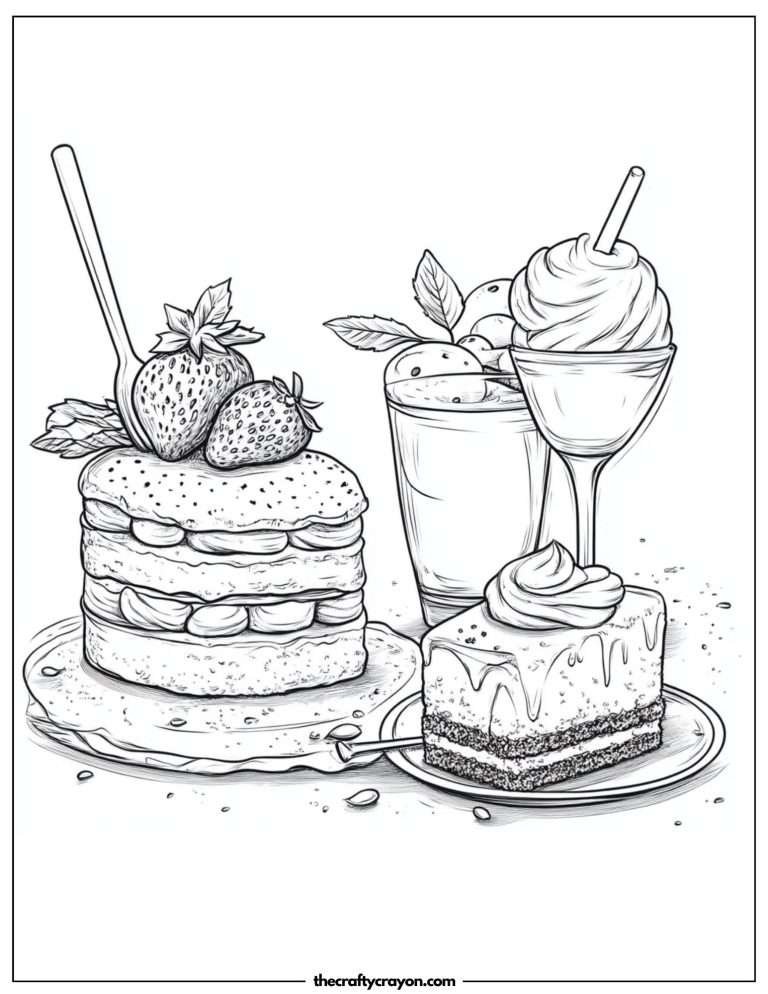 Dessert Coloring Pages (Free Printable PDFs)