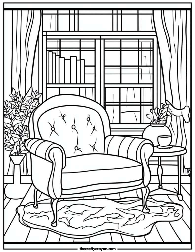 Cozy Spaces Coloring Pages For Adults