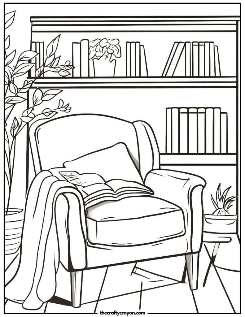 Cozy Spaces Coloring Pages For Adults
