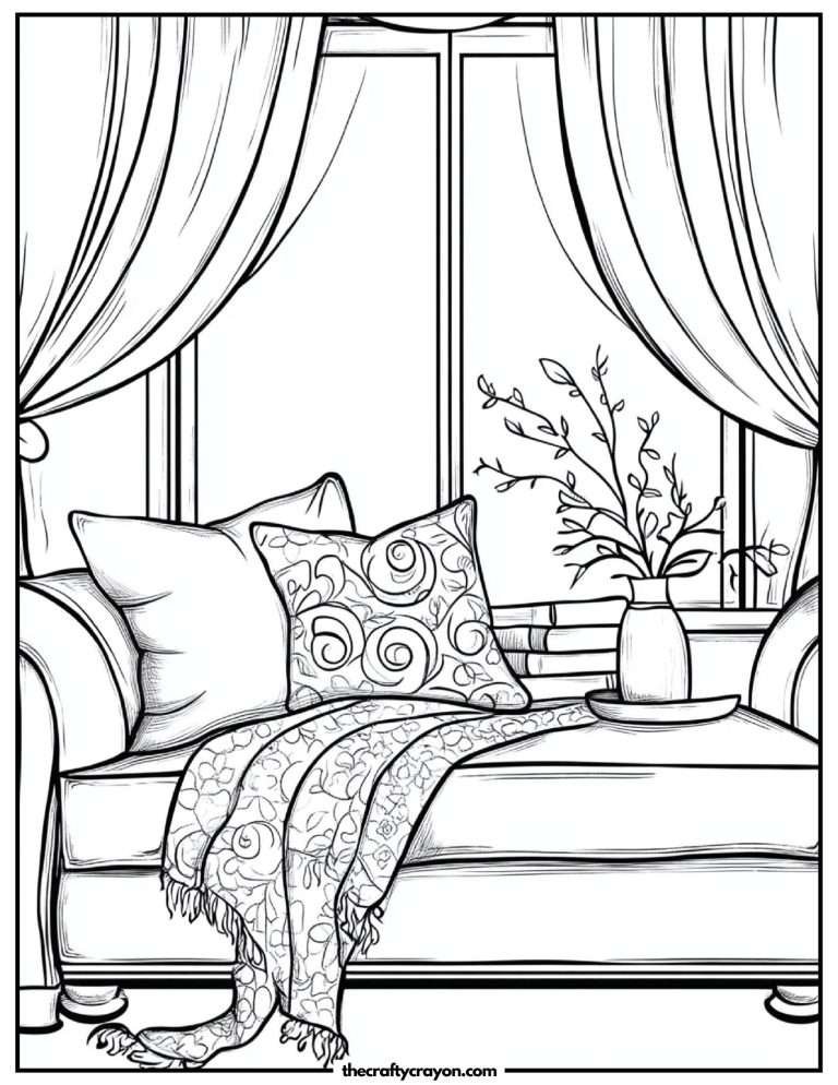 Cozy Spaces Coloring Pages For Adults