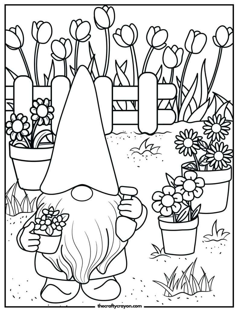 Gnome Coloring Pages (Free Printable PDFs)