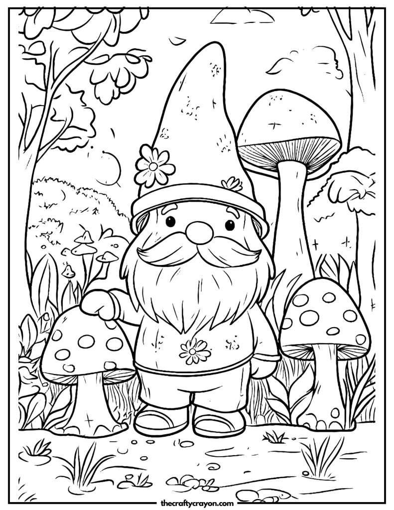 Gnome Coloring Pages (Free Printable PDFs)