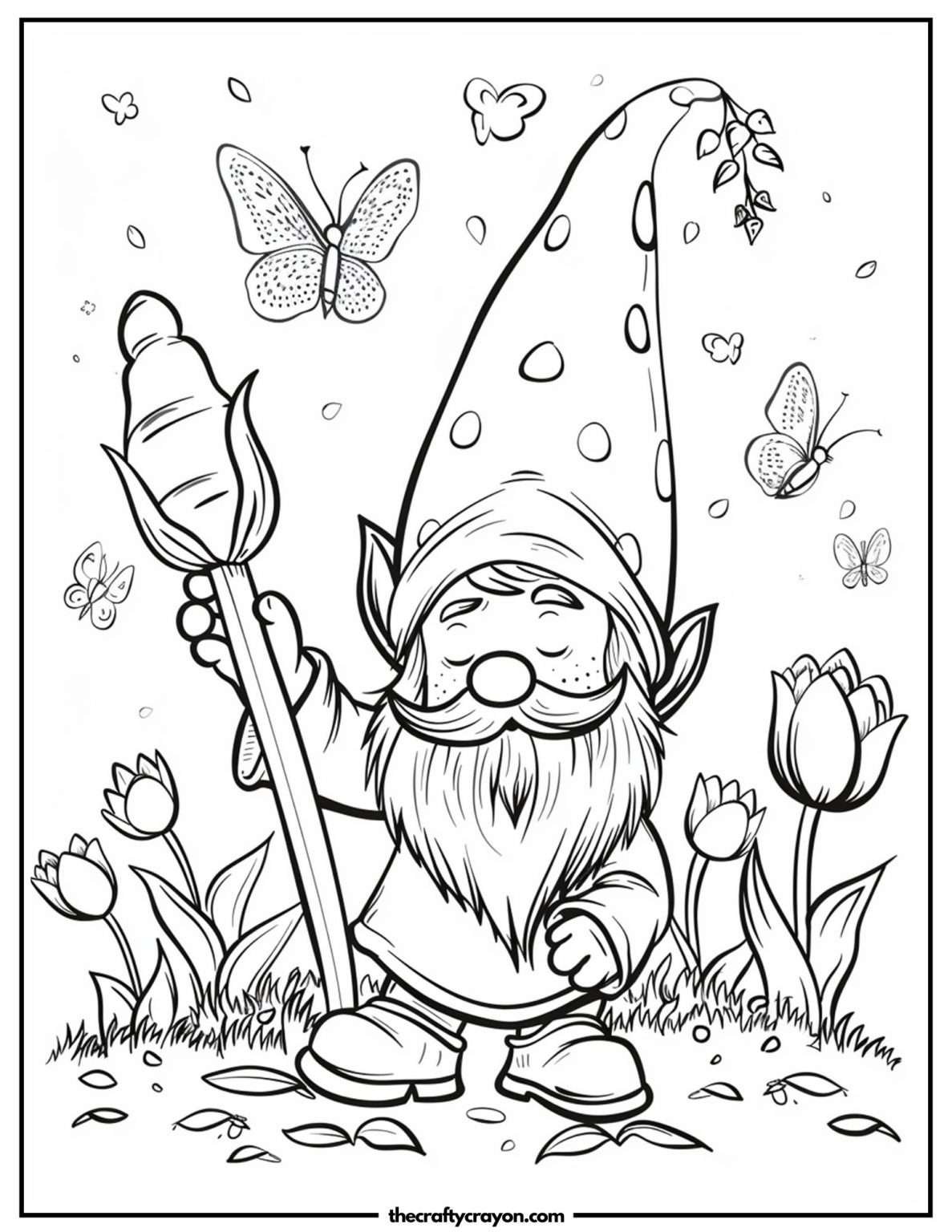 Gnome Coloring Pages (Free Printable PDFs)