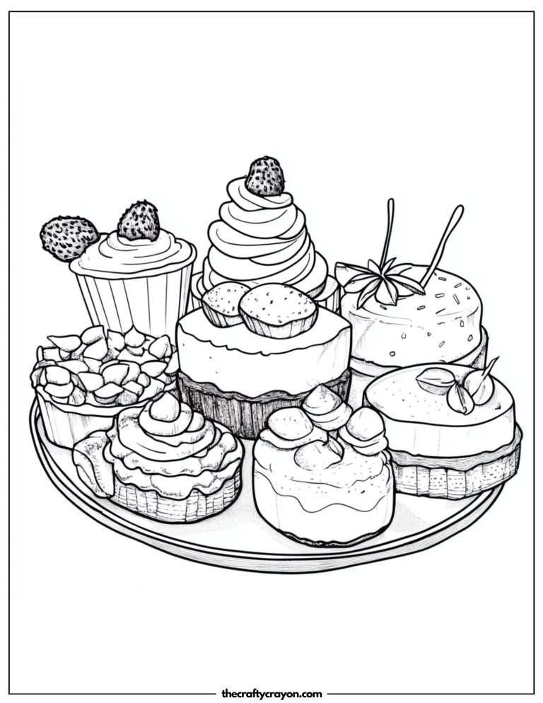 Dessert Coloring Pages (Free Printable PDFs)