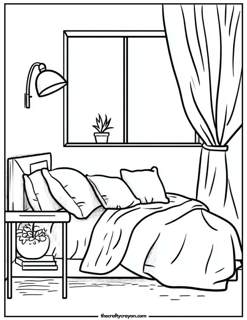 Cozy Spaces Coloring Pages For Adults