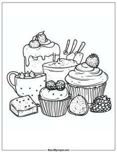 Dessert Coloring Pages (Free Printable PDFs)