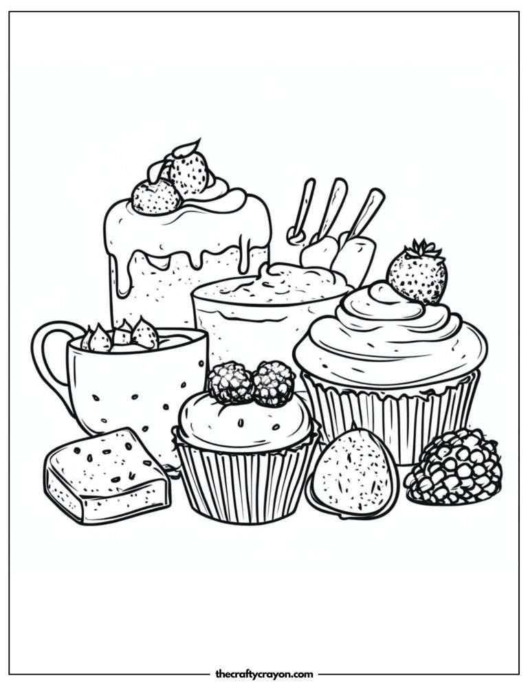 Dessert Coloring Pages (Free Printable PDFs)
