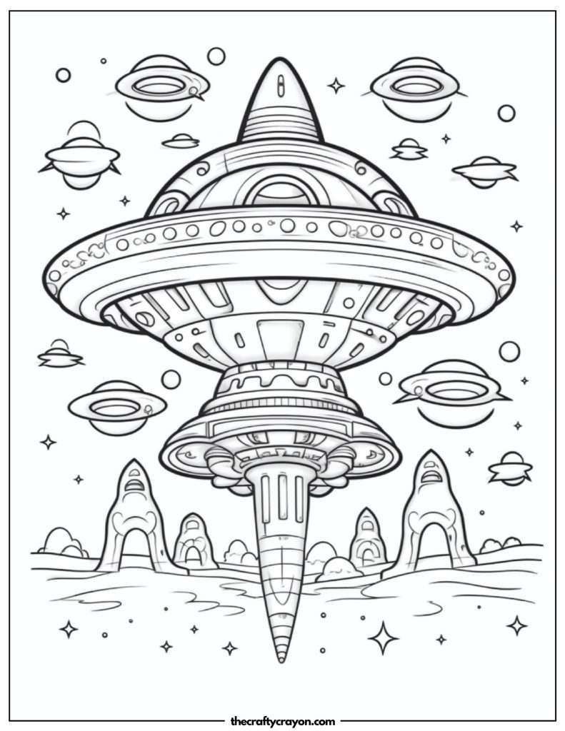 Spaceship Coloring Pages (Free Printable PDFs)