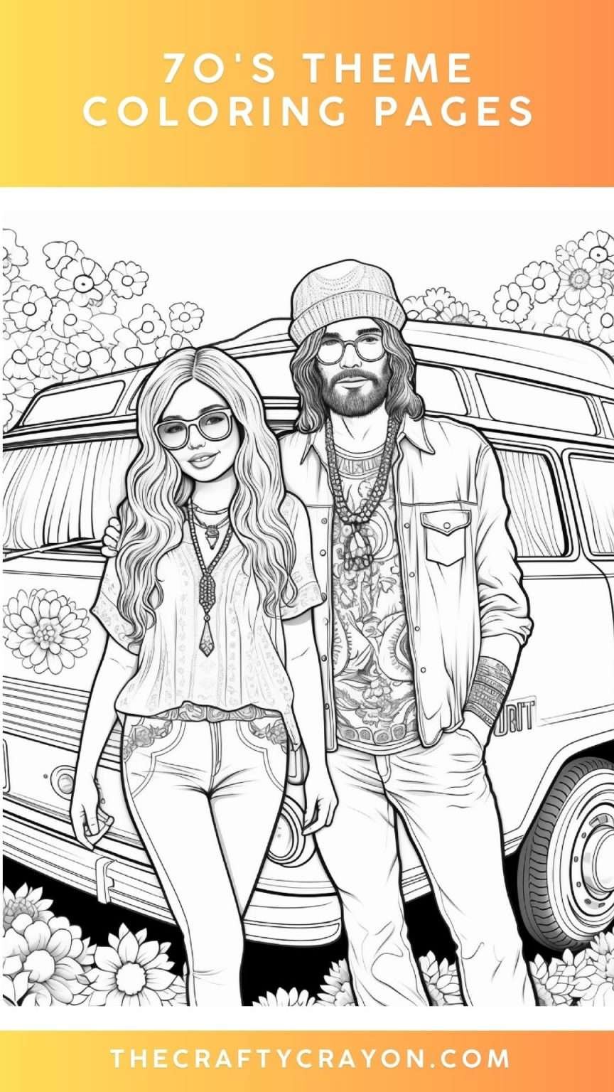 70s Theme Coloring Pages (Free Printable PDFs)