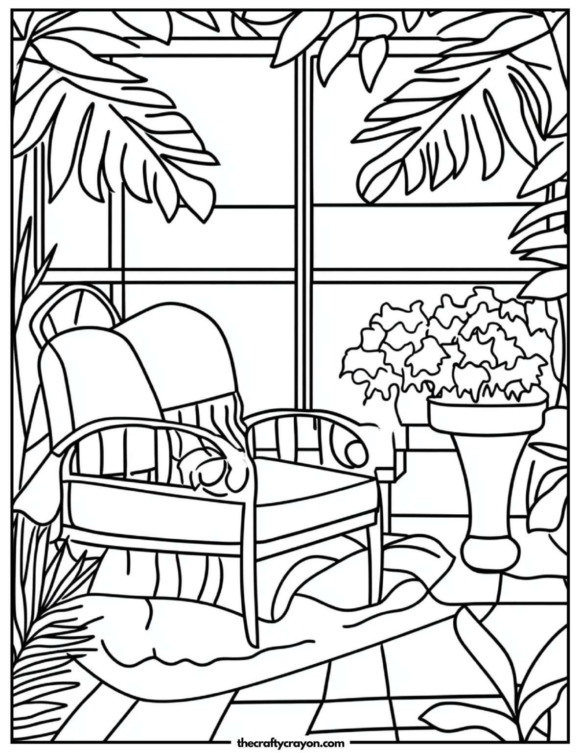 Cozy Spaces Coloring Pages For Adults