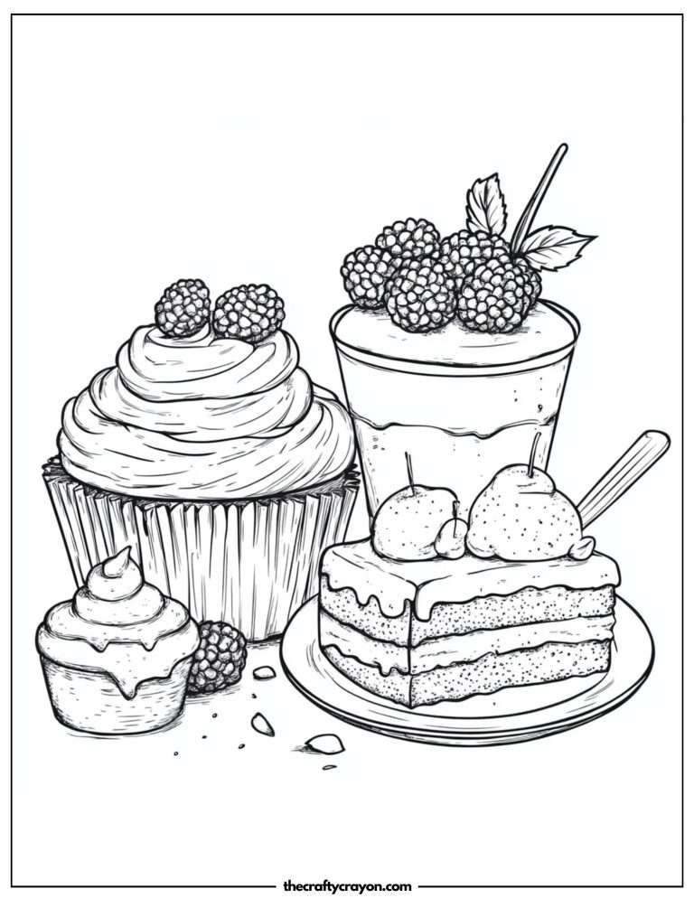 Dessert Coloring Pages (Free Printable PDFs)