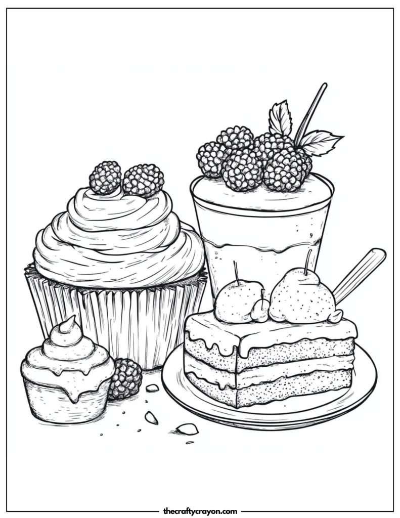 Dessert Coloring Pages (Free Printable PDFs)