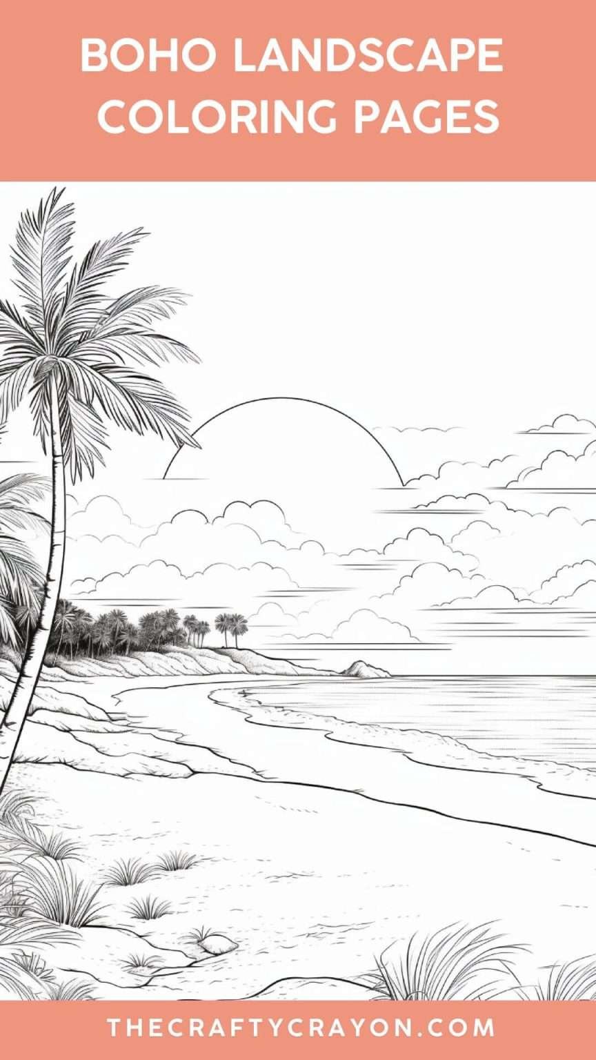 Boho Landscape Coloring Pages For Adults (Free Printable PDFs)