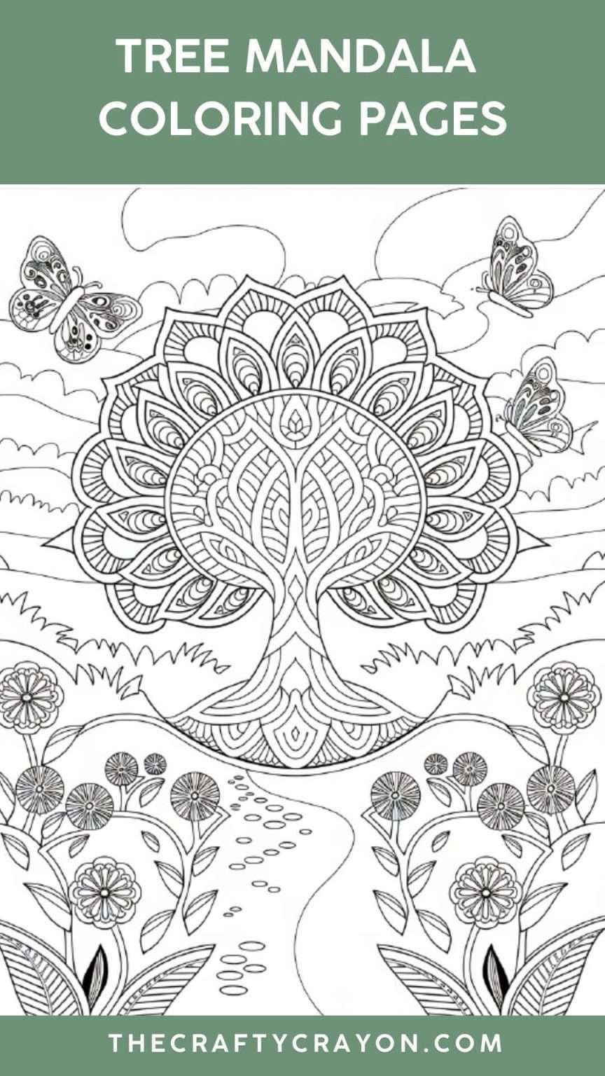 Tree Mandala Coloring Pages For Adults (Free Printable PDFs)